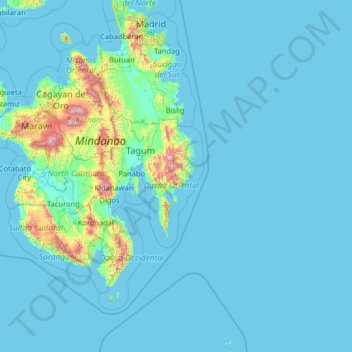 Davao Oriental topographic map, elevation, terrain