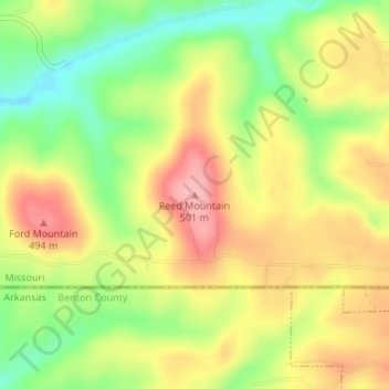 Reed Mountain topographic map, elevation, terrain