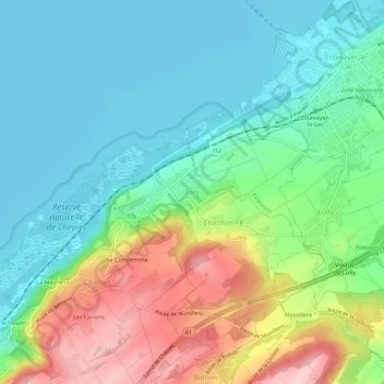 Font topographic map, elevation, terrain