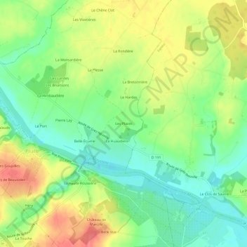 Les Places topographic map, elevation, terrain