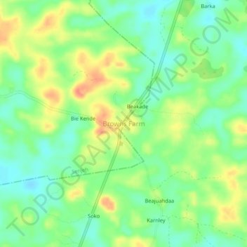 Browns Farm topographic map, elevation, terrain