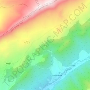 Sara topographic map, elevation, terrain