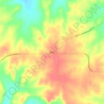 Ridge topographic map, elevation, terrain