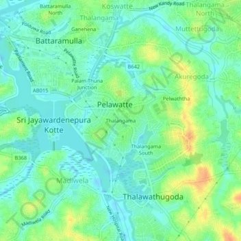 Thalangama topographic map, elevation, terrain