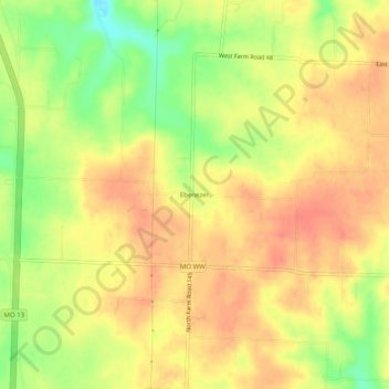 Ebenezer topographic map, elevation, terrain