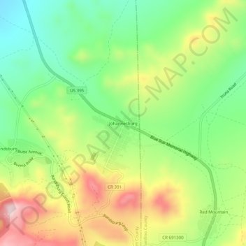 Johannesburg topographic map, elevation, terrain
