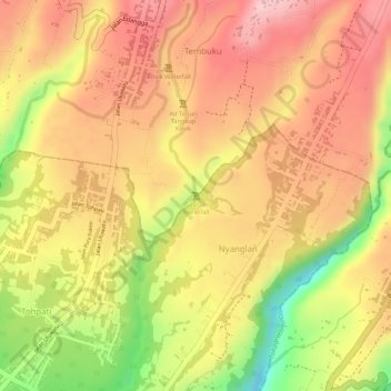 Goa Giri Campuhan (GGC) Waterfall topographic map, elevation, terrain