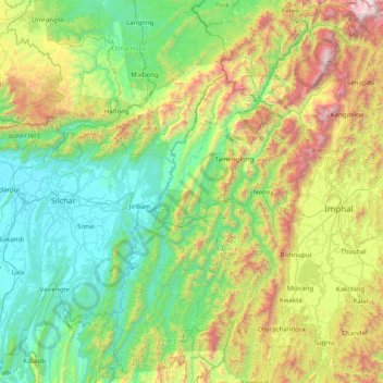 Barak River topographic map, elevation, terrain