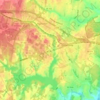 Gainesville topographic map, elevation, terrain