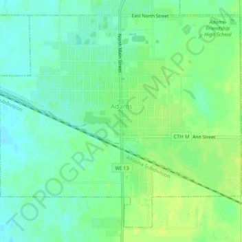 Adams topographic map, elevation, terrain