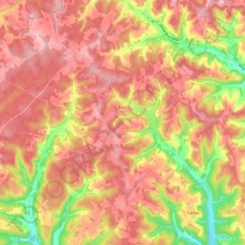 Bars topographic map, elevation, terrain
