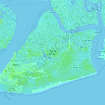 Bonny Island topographic map, elevation, terrain