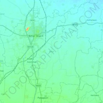 Bihar topographic map, elevation, terrain