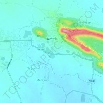Ramtek Town topographic map, elevation, terrain
