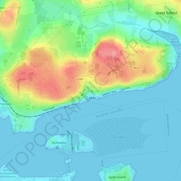 Cobh topographic map, elevation, terrain