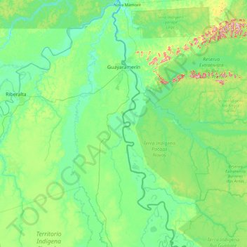 Guayaramerín topographic map, elevation, terrain