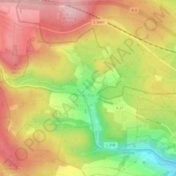 Hambach topographic map, elevation, terrain
