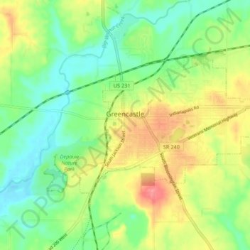 Greencastle topographic map, elevation, terrain