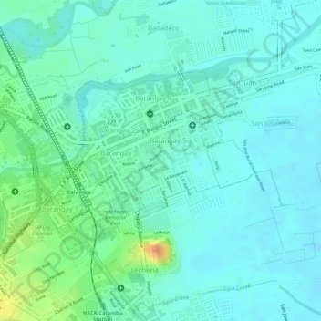 Poblacion, Calamba topographic map, elevation, terrain