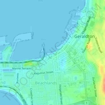 Town Beach topographic map, elevation, terrain