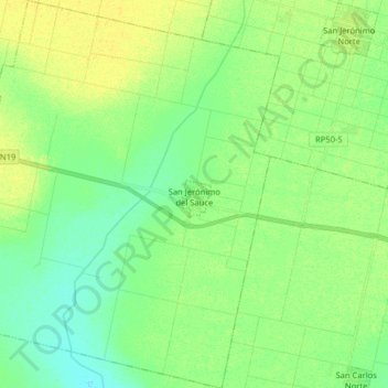 Municipio de San Jerónimo del Sauce topographic map, elevation, terrain