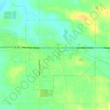 Edmore topographic map, elevation, terrain