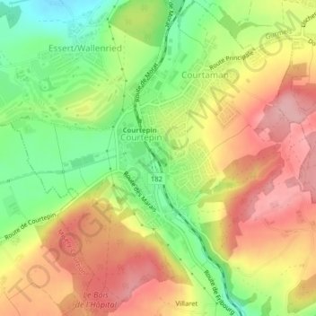 Courtepin topographic map, elevation, terrain