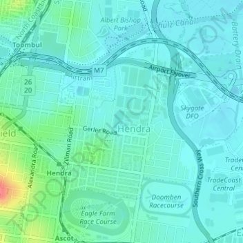 Hendra topographic map, elevation, terrain