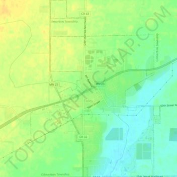 Foley topographic map, elevation, terrain