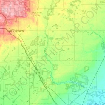 Rifle River topographic map, elevation, terrain