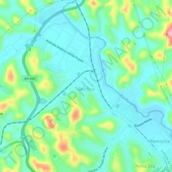 Benfica topographic map, elevation, terrain