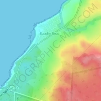 Baudin Beach topographic map, elevation, terrain