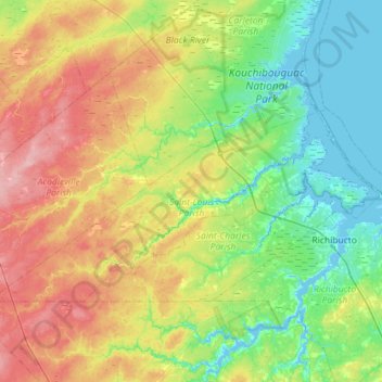 Saint-Louis Parish topographic map, elevation, terrain
