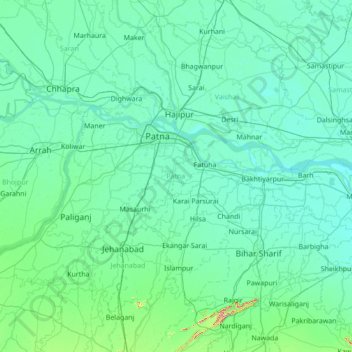 Patna topographic map, elevation, terrain