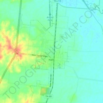 Halls topographic map, elevation, terrain