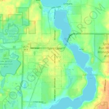 Spirit Lake topographic map, elevation, terrain