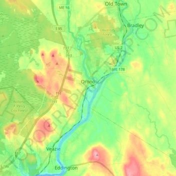 Orono topographic map, elevation, terrain