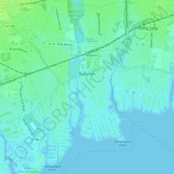 Village of Babylon topographic map, elevation, terrain