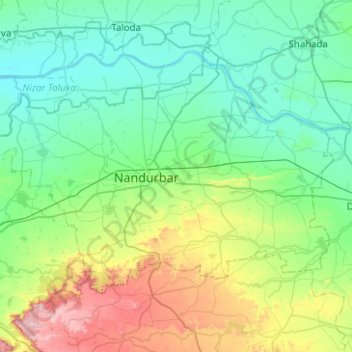 Nandurbar topographic map, elevation, terrain