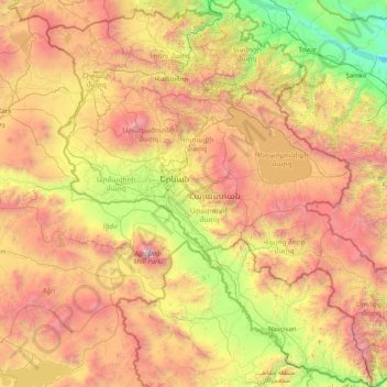 Armenia topographic map, elevation, terrain