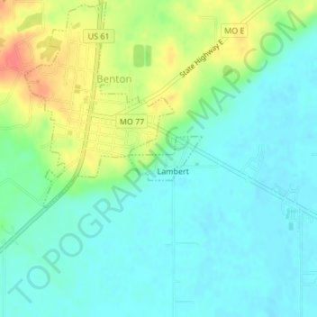 Lambert topographic map, elevation, terrain