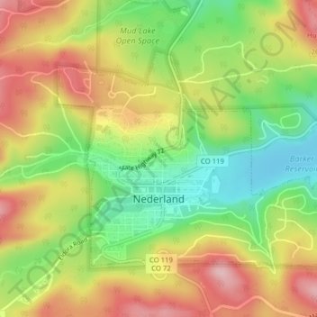 Nederland topographic map, elevation, terrain