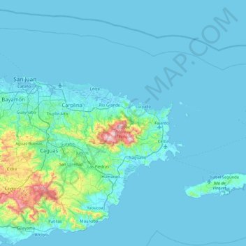 El Yunque National Forest topographic map, elevation, terrain