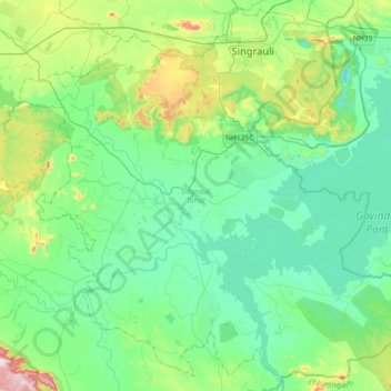 Singrauli Tahsil topographic map, elevation, terrain