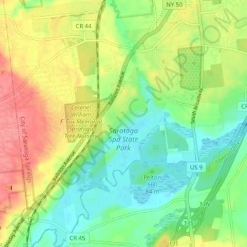 Saratoga Spa State Park topographic map, elevation, terrain