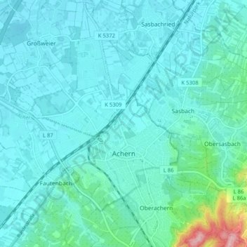 Achern (Kernstadt) topographic map, elevation, terrain