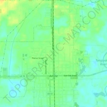 Amite City topographic map, elevation, terrain