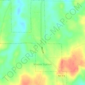 Moore Station topographic map, elevation, terrain