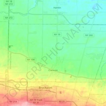 Town of Clarkson topographic map, elevation, terrain