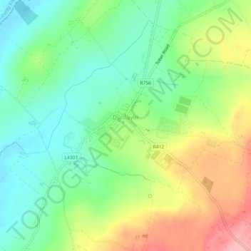 Dunlavin topographic map, elevation, terrain